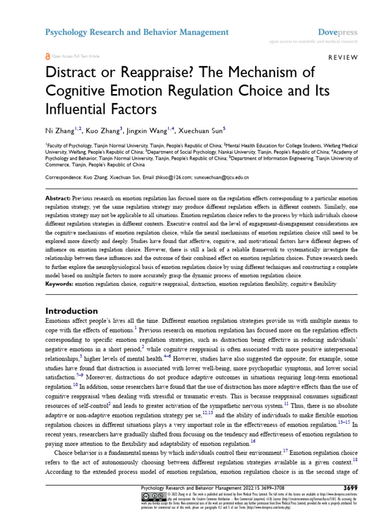 Influential Factors On Emotion Regulation Choice | PDF | Emotional Self ...