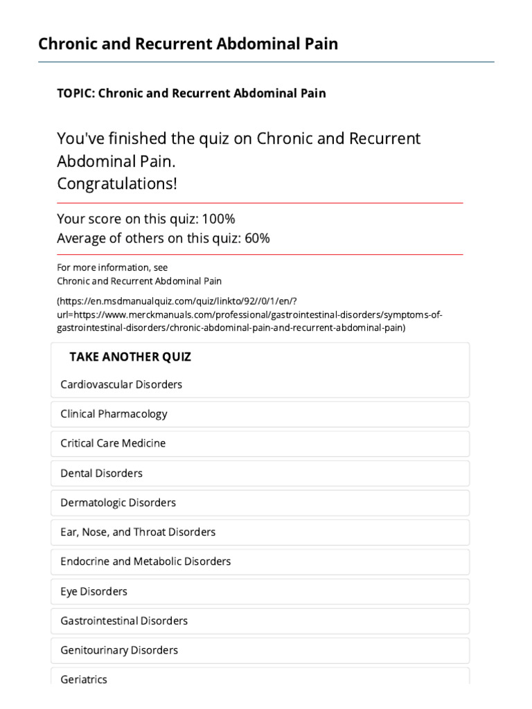Quizzes - MSD Manual Professional Edition | PDF