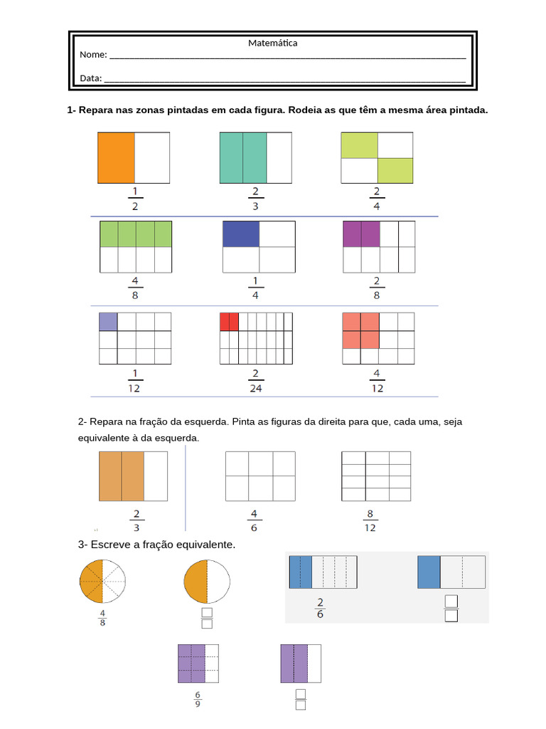 Frações Equivalentes: Atividades Práticas | PDF