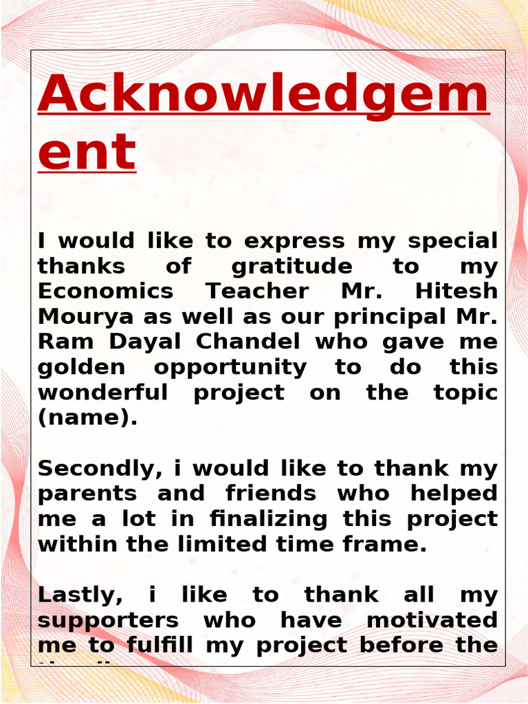 Project Acknowledgment Note | PDF