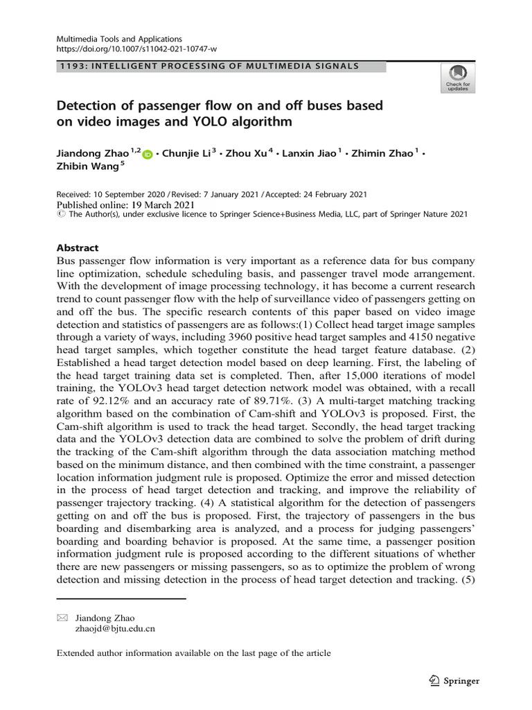 Detection of Passenger Flow in Buses | PDF | Deep Learning | Public Transport
