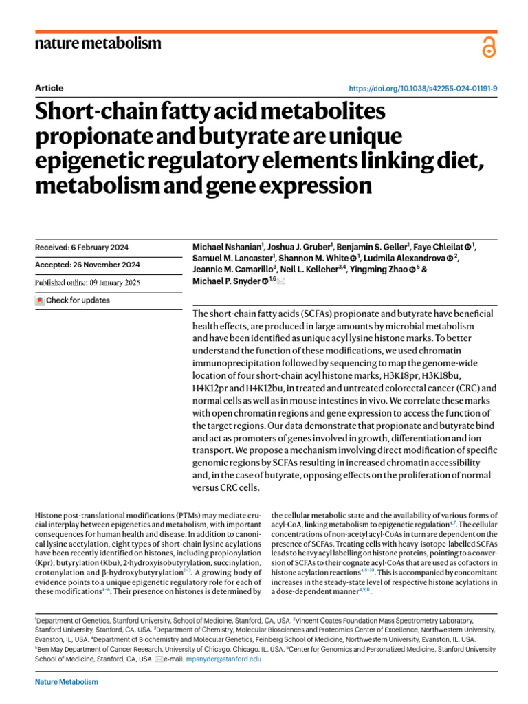 Short-Chain Fatty Acid Metabolites Propionate and Butyrate Are Unique ...