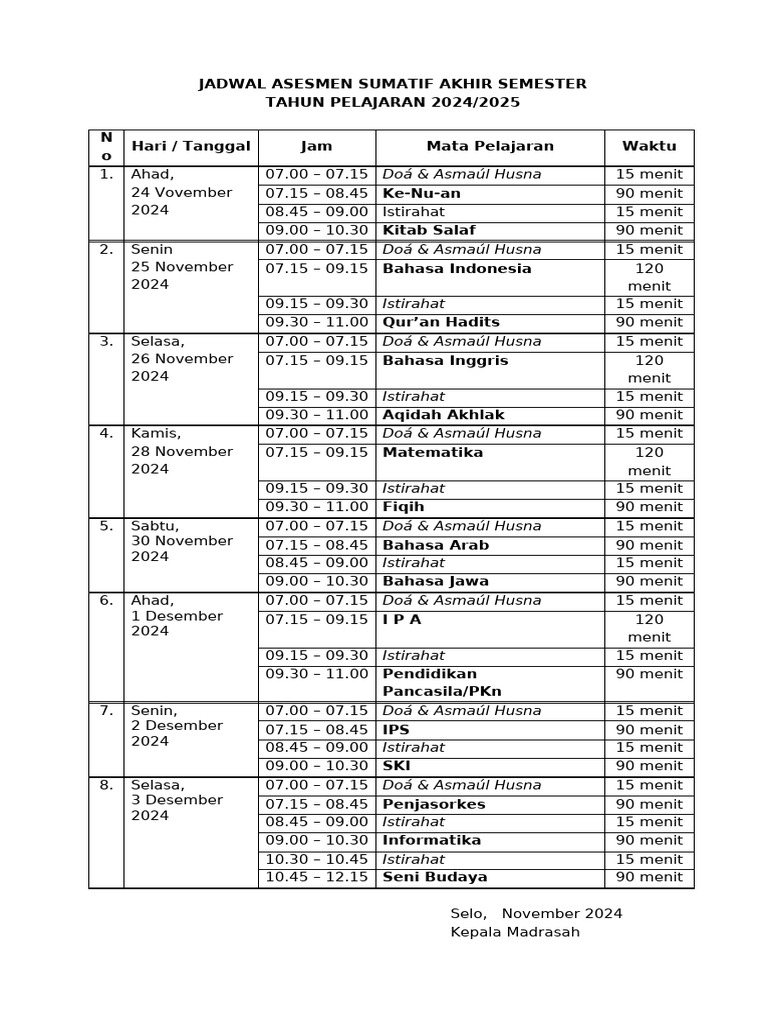 Jadwal Asas Ganjil 24,25 | PDF