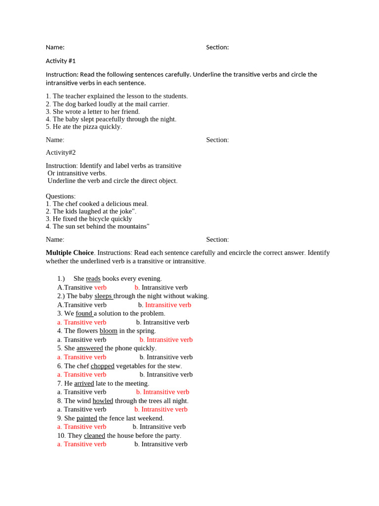 WORKSHEET | PDF | Verb | Question