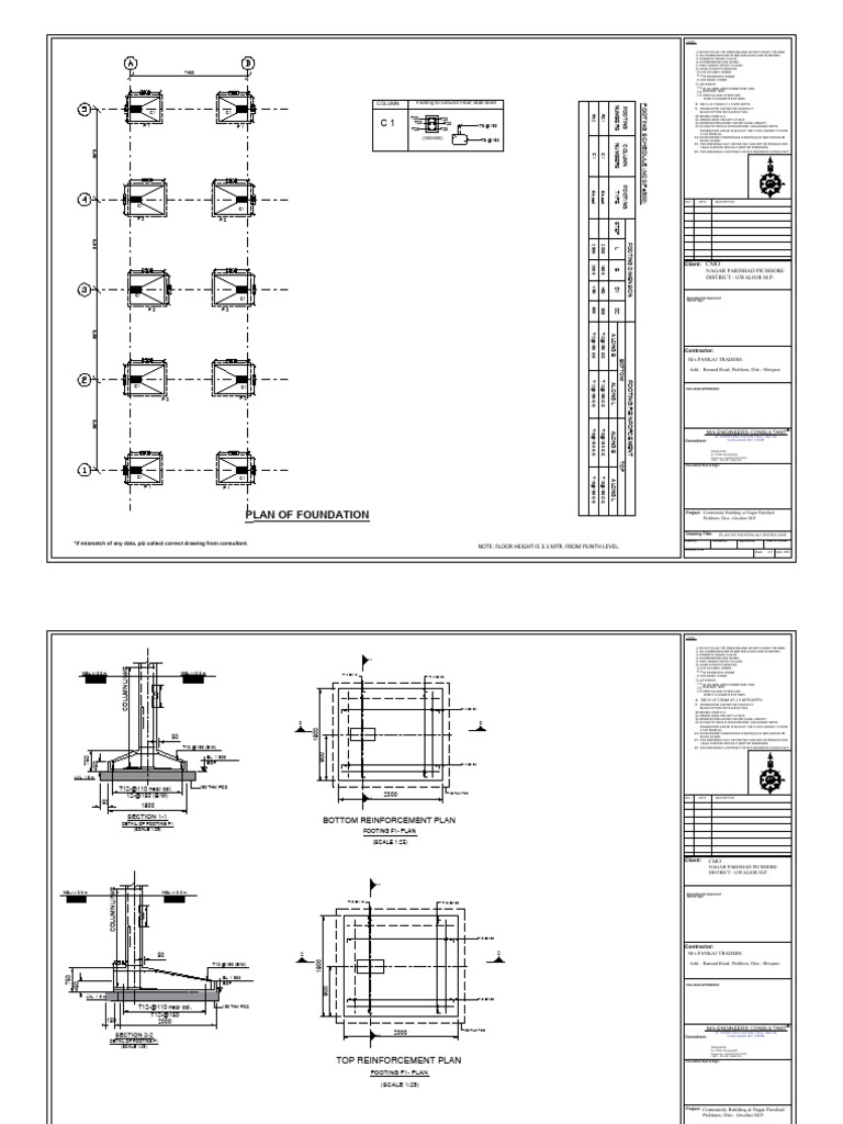 Kalindri Hall Pichhore DRW 1-8 Pages | PDF | Foundation (Engineering) | Column