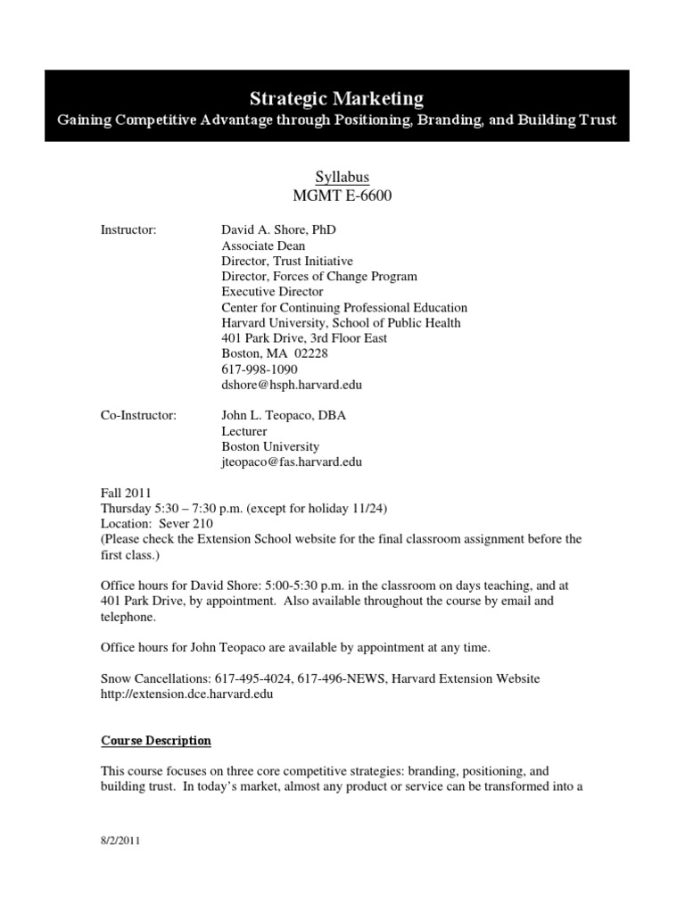 Harvard Strategic Marketing | PDF | Brand | Strategic Management