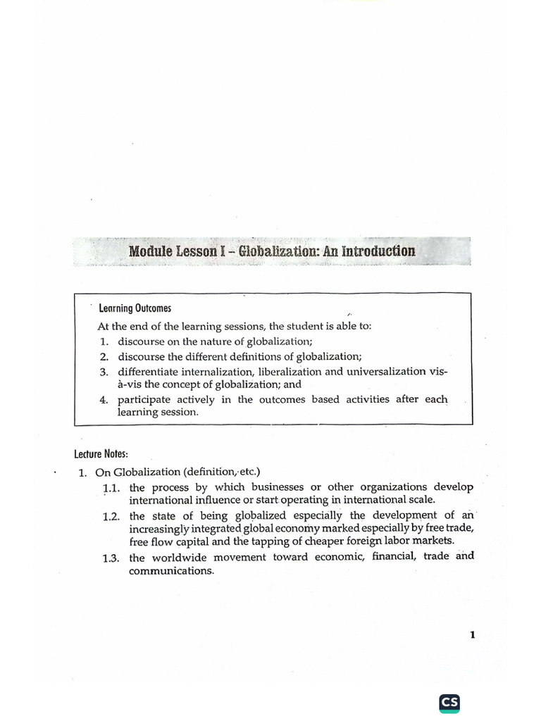 Contemporary World MODULE 1 Globalization | PDF