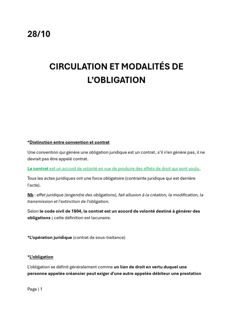Circulation des obligations juridiques | PDF | Débiteur | Droit des ...