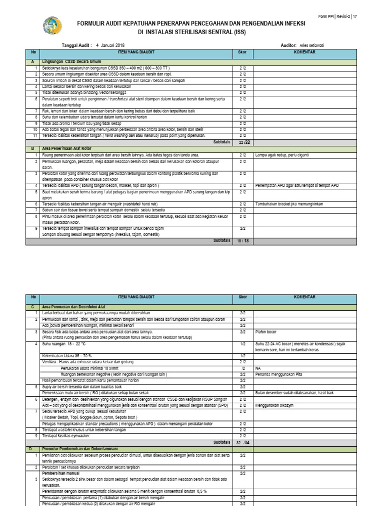 Audit Kepatuhan CSSD | PDF