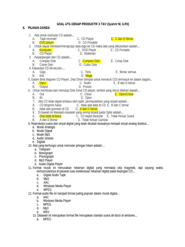 Soal Uts Genap Produktif X Tav | PDF