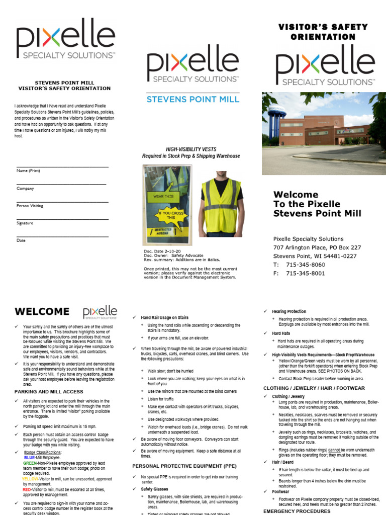Visitor Safety Orientation Brochure | PDF | Clothing