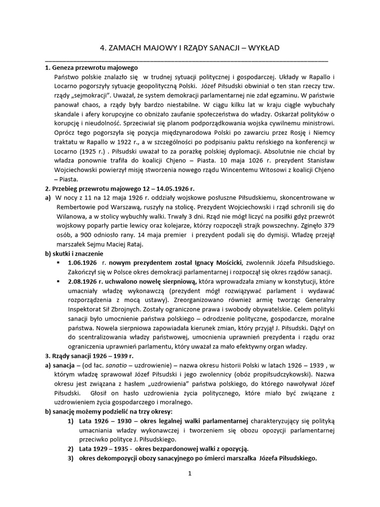 3lo 3cz 7d 4n Zamach Majowy Sanacja | PDF