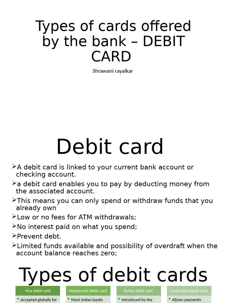 Types of Cards Offered by The Bank (Autosaved) | PDF | Debit Card ...