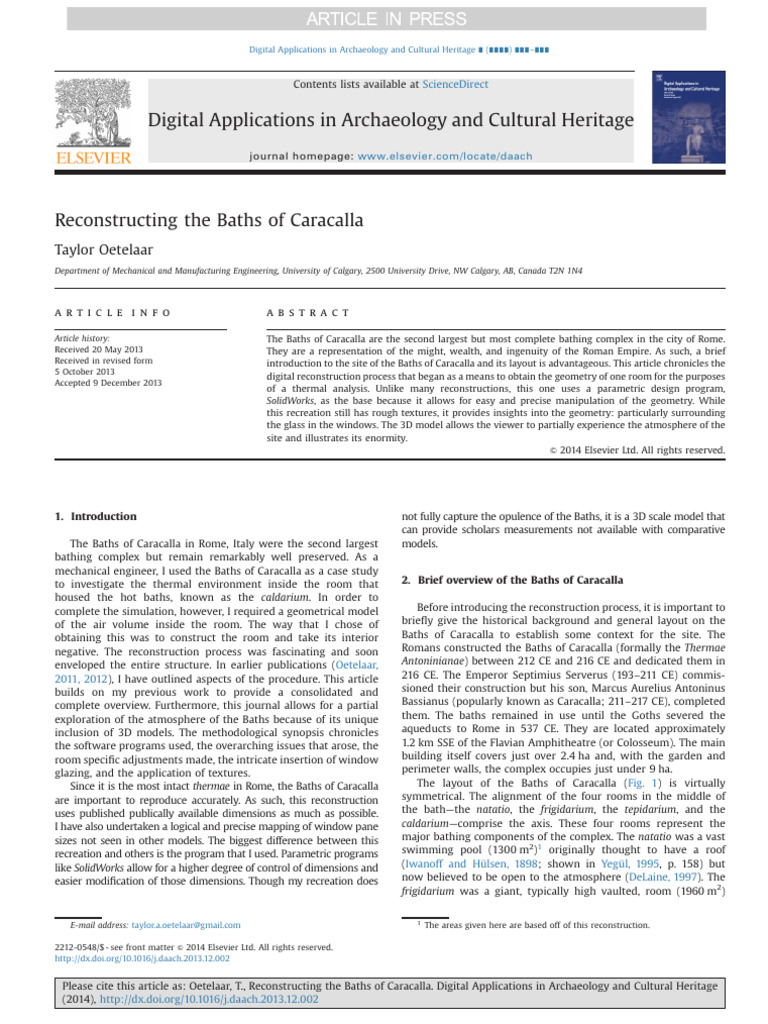 Baths of Caracalla Reconstruction Insights | PDF | Window