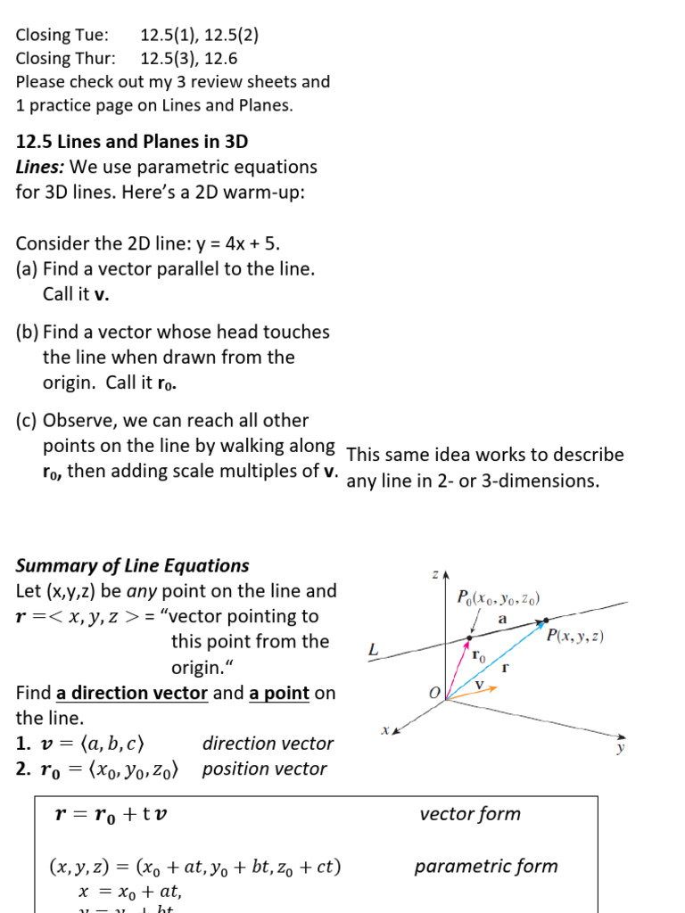 Lines and Planes in 3D Overview | PDF | Line (Geometry) | Mathematics