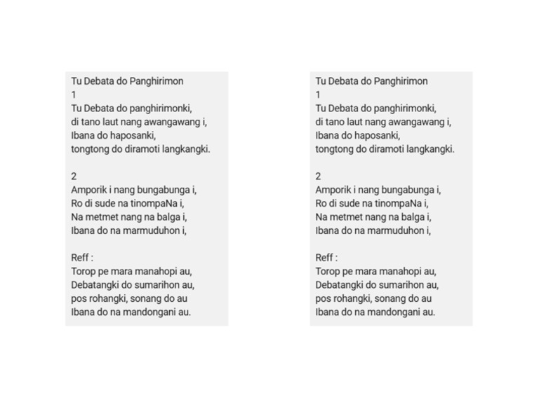 Tu Debata Do Panghirimon | PDF