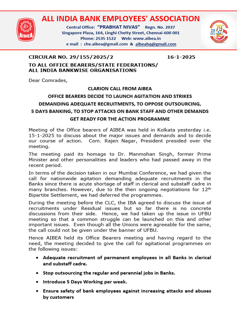 AIBEA Agitation for Bank Staff Rights | PDF | Government