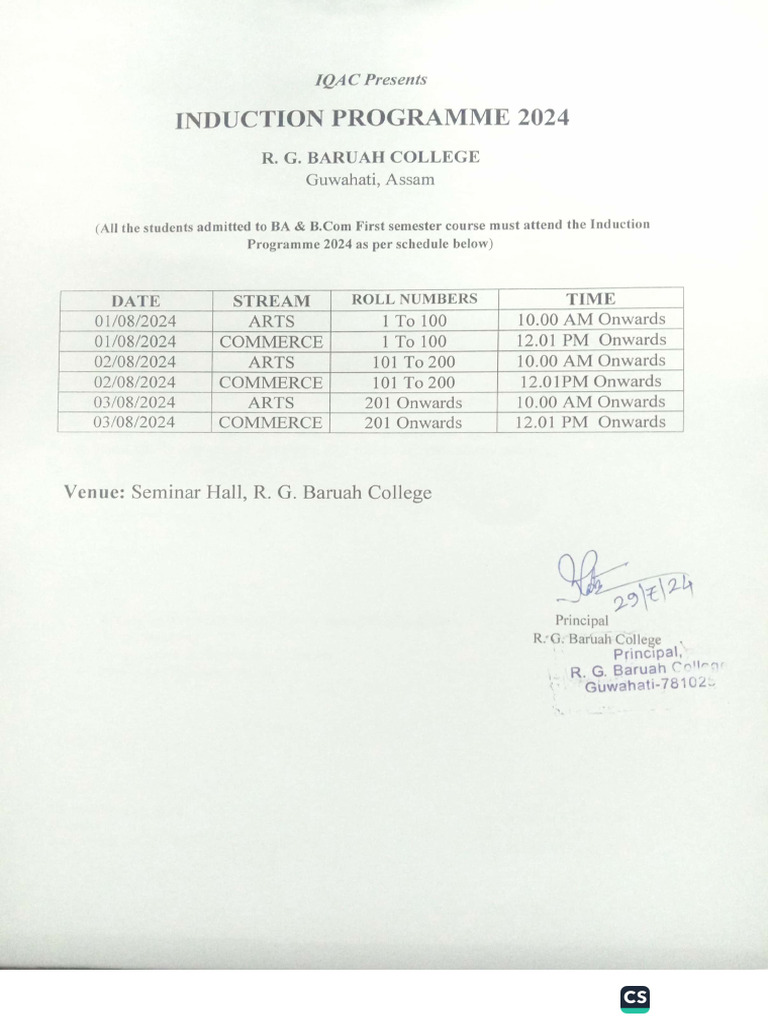 Induction Programme Schedule | PDF