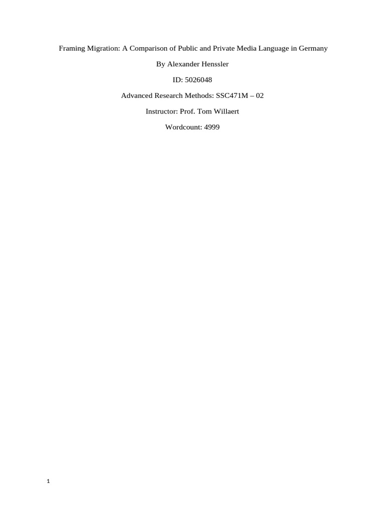 Alexander Henssler RM Design Final | PDF | Framing (Social Sciences) | Sampling (Statistics)