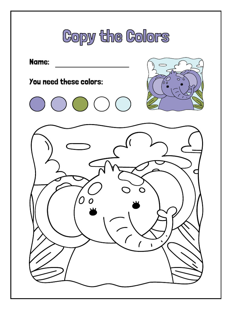 Wavy Arts Coloring Animals Activity Worksheet in White and Purple ...