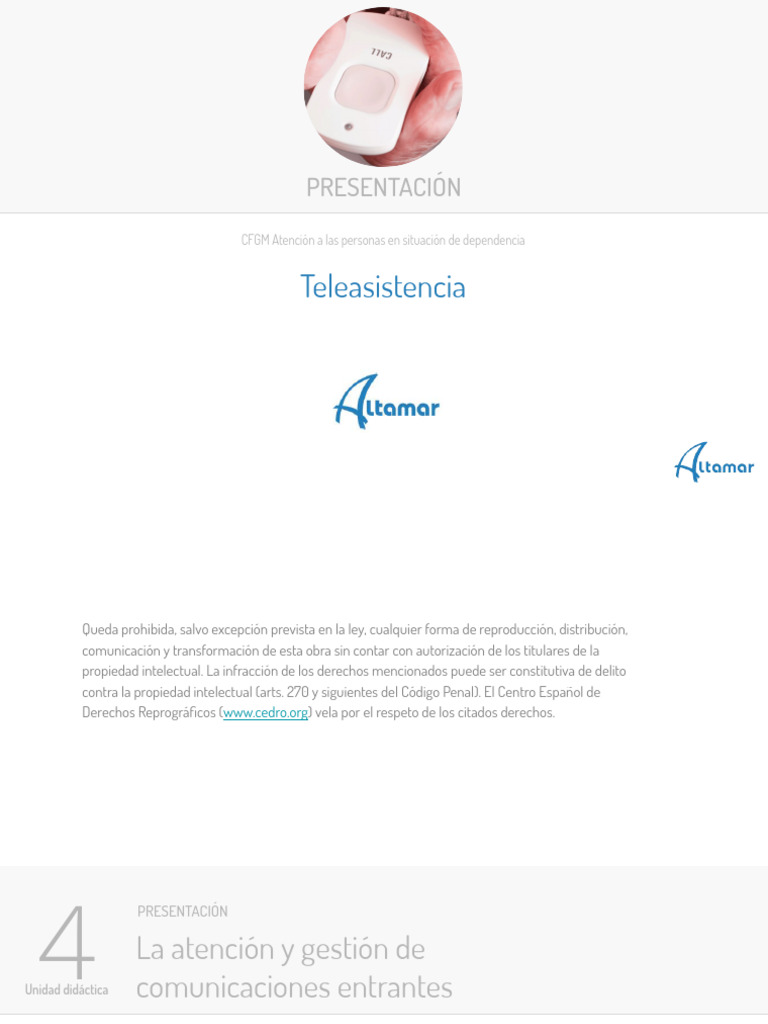 UD4. Teleasistencia Presentación | PDF | Comunicación | Emergencia