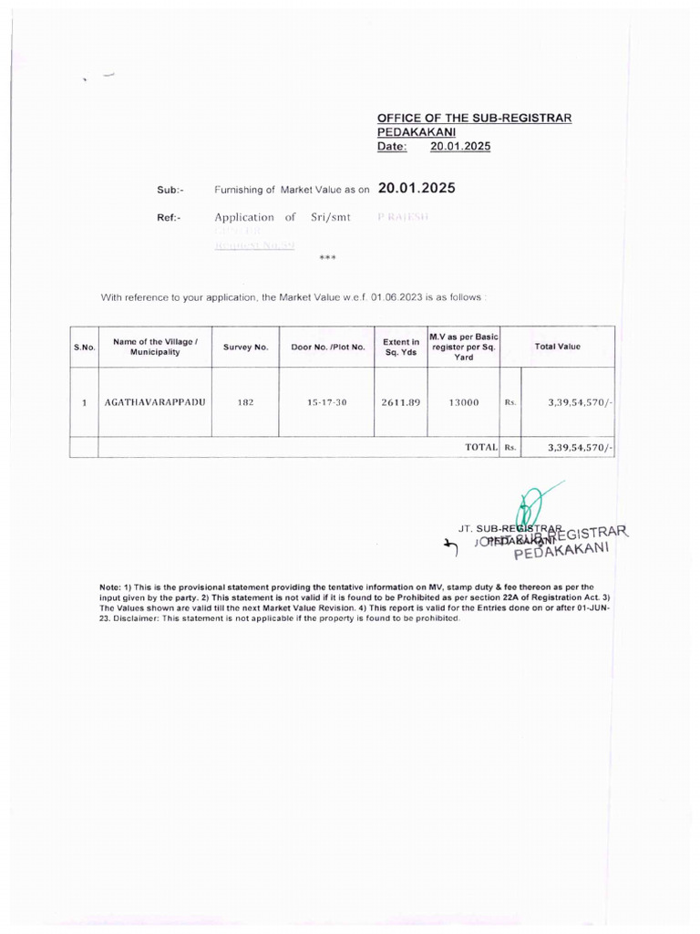 Market Value Certificate | PDF
