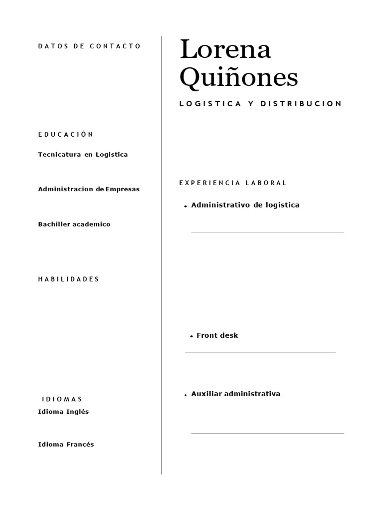 CV de Lorena Quiñones en Logística | PDF | Logística | Jerga corporativa
