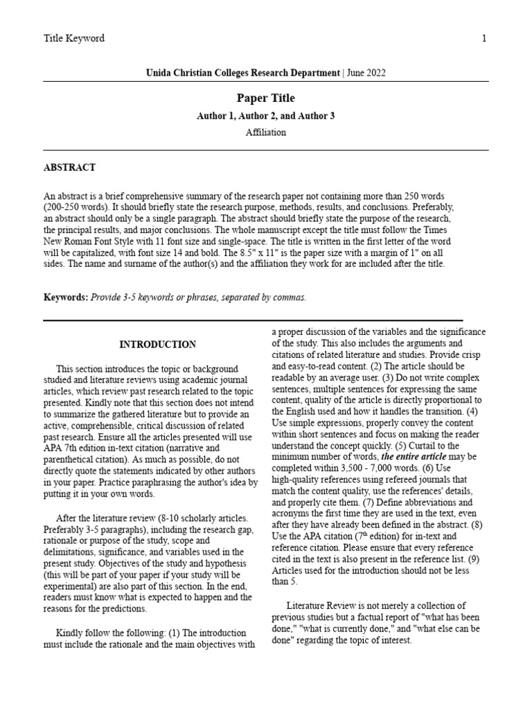 UCC IMRaD Journal Template For Quantitative Research | PDF ...