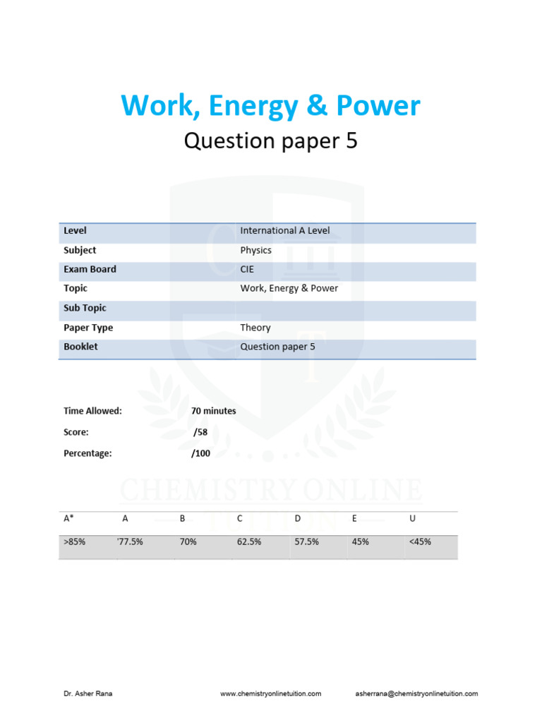 10.5 Work Energy Power-Cie Ial Physics-Theory Qp-Unlocked | PDF | Physics