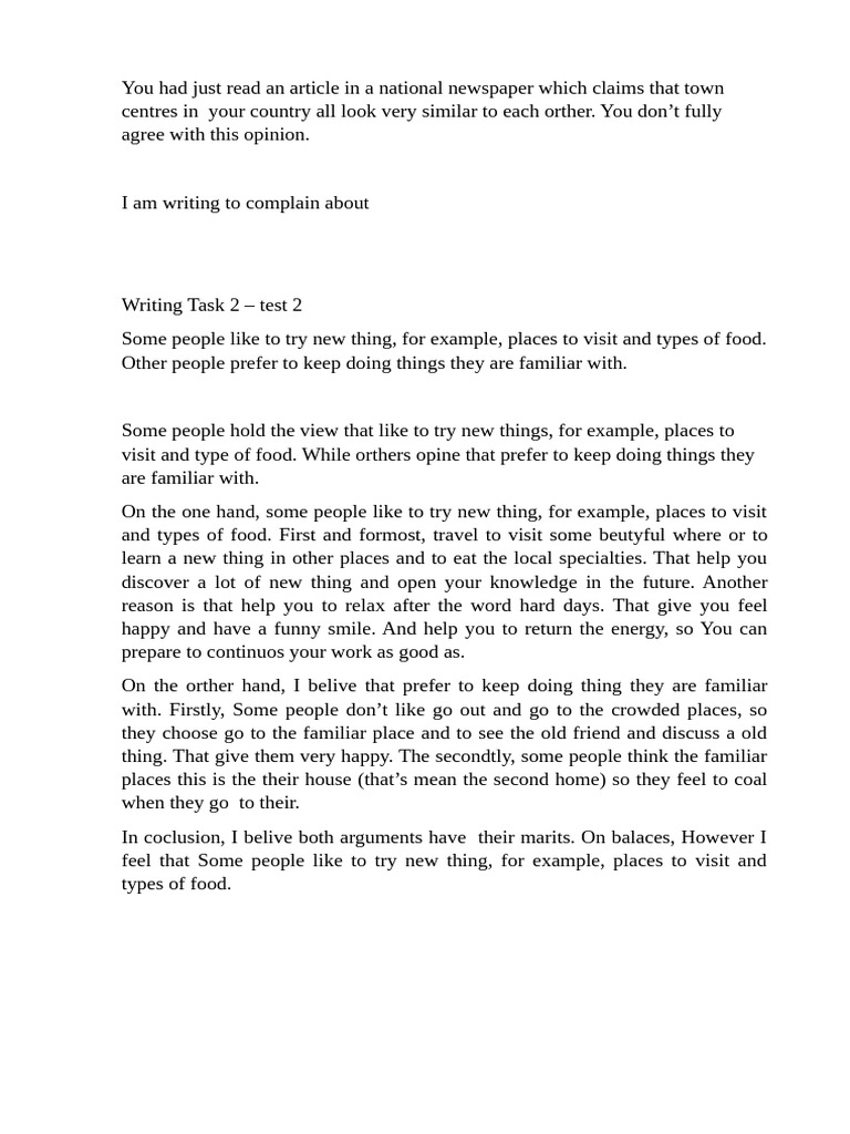 Writing Test 2, Task 2, IELTS | PDF