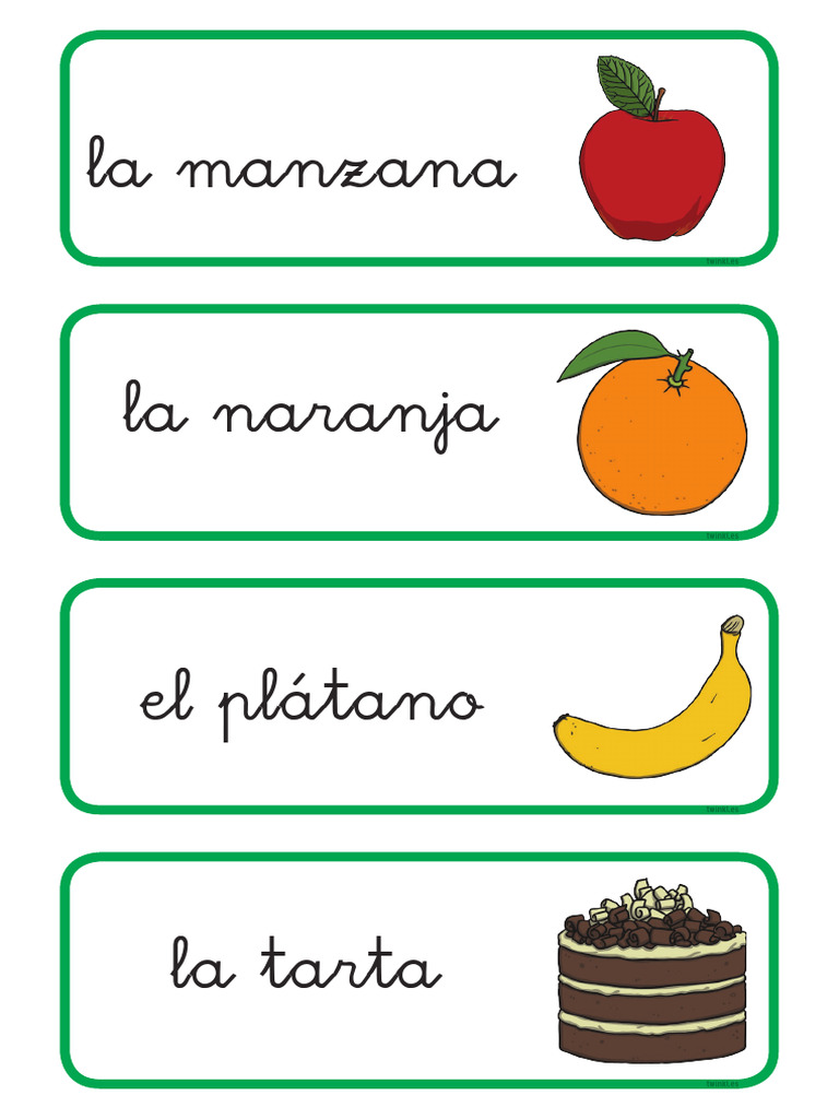 Es T T 2388 La Comida Tarjetas de Vocabulario Ver 1 | PDF | Alimentos ...