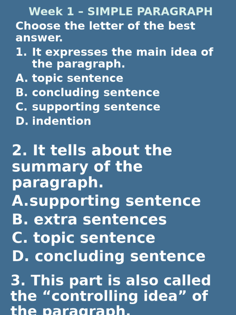 Simple Paragraph Quiz | PDF
