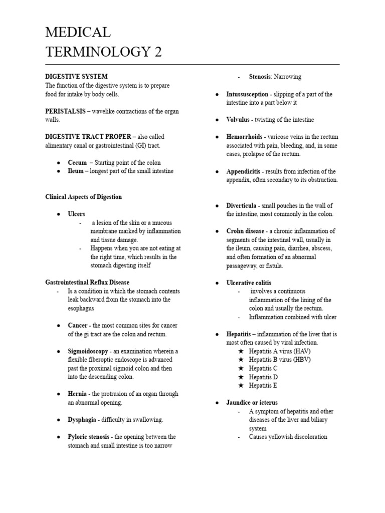 Med Terms Rest of The Systems | PDF | Gastrointestinal Tract ...