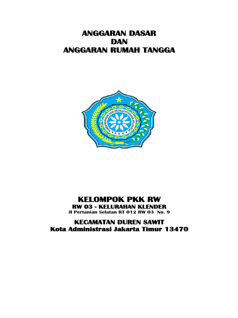 AD/ART Kelompok PKK RW 03 Klender | PDF