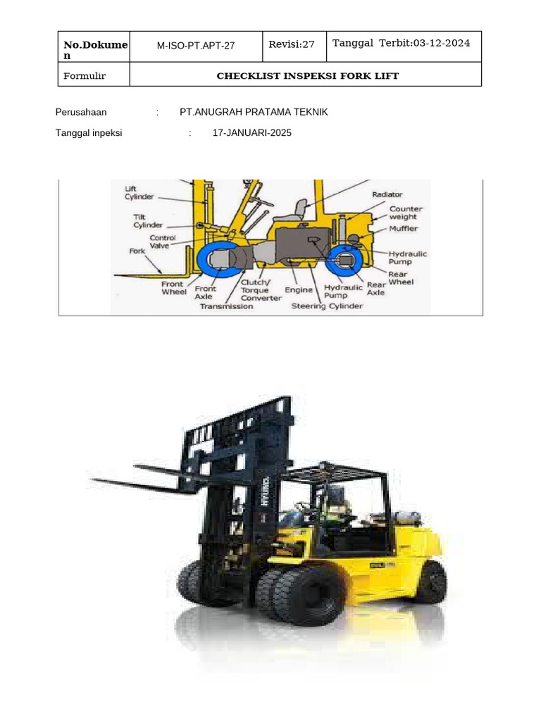 Form Check List Inspeksi Fork Lift | PDF