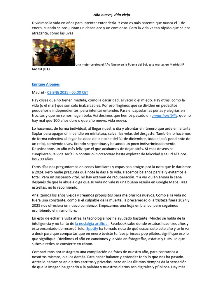 Reflexiones sobre el Año Nuevo 2025 | PDF