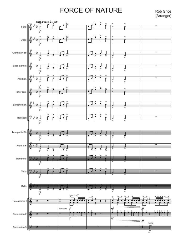 Force of Nature - Rob Grice | PDF | Saxophone | Woodwind Instruments