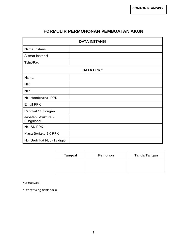 Contoh Surat Permohonan Akun | PDF