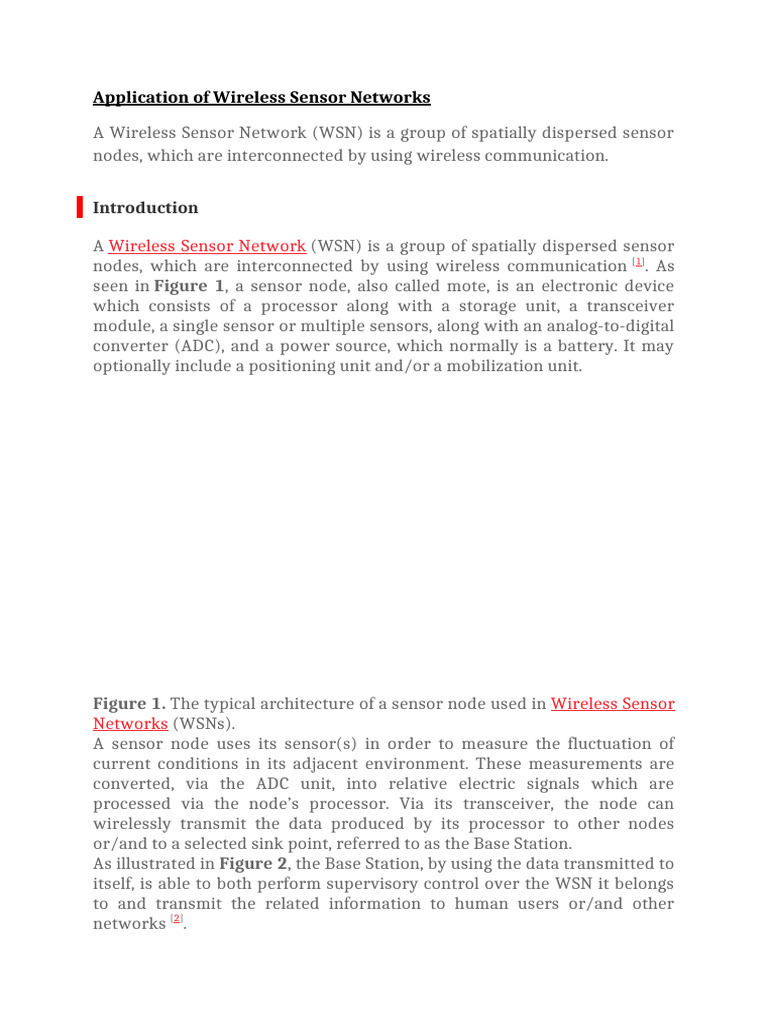 Application of Wireless Sensor Networks | PDF | Wireless Sensor Network | Monitoring (Medicine)