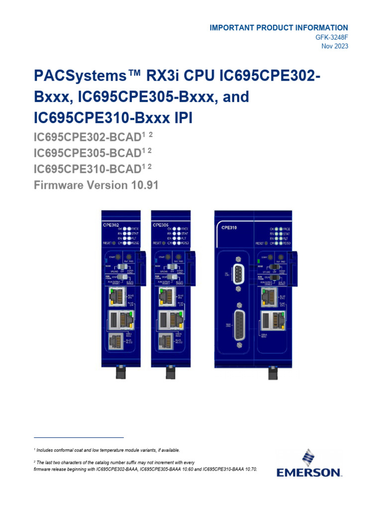 GFK-3248F Ic695cpe302 305 310 Ipi | PDF | Programmable Logic Controller | Input/Output