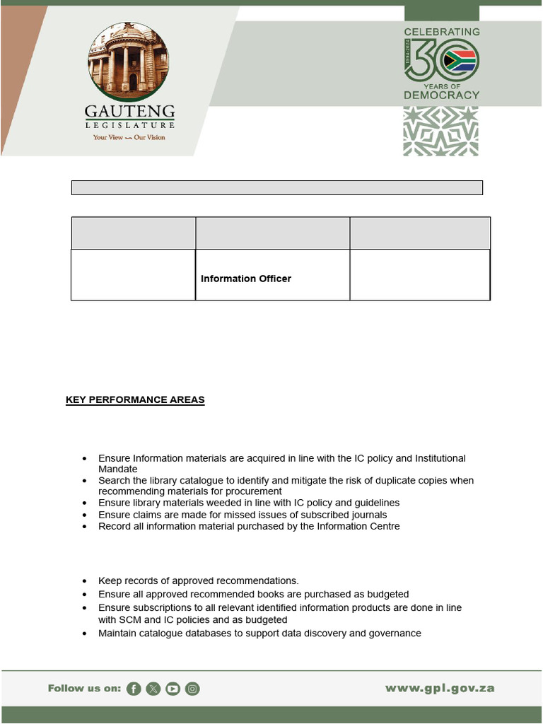 Advert Information Officer 2 | PDF | Information Science | Libraries