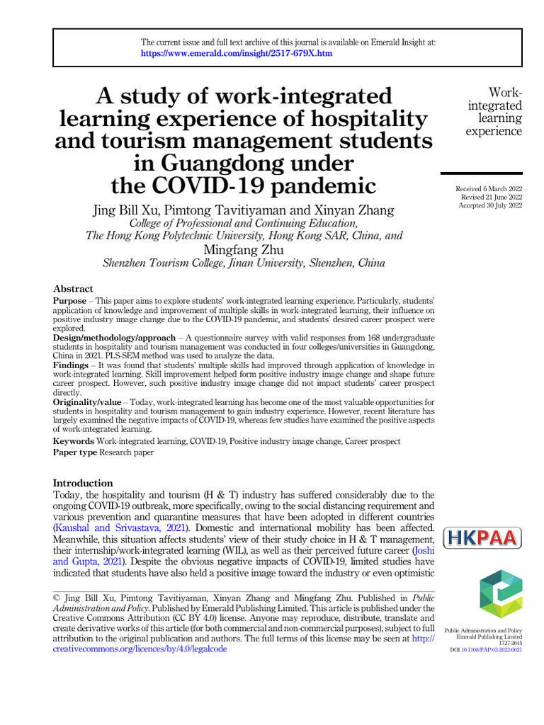 A Study of Work-Integrated Learning Experience of | PDF | Coefficient ...