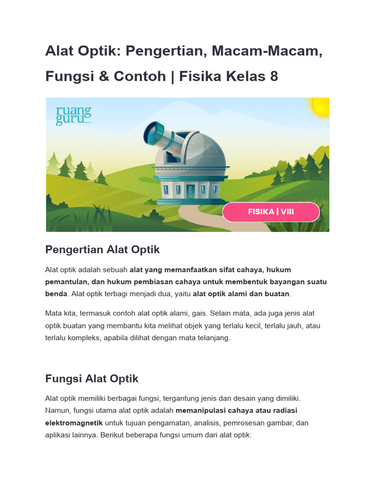 Alat Optik - Pengertian, Macam-Macam, Fungsi & Contoh - Fisika Kelas 8 ...