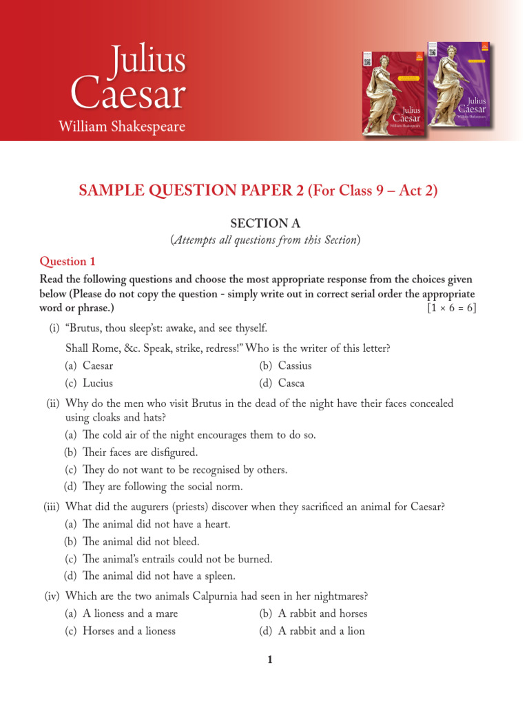 6542137b4d4c5 Sample Paper 2 - Julius Caesar | PDF | Julius Caesar | Mark Antony
