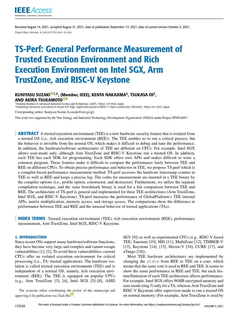 TS-Perf General Performance Measurement of Trusted Execution ...