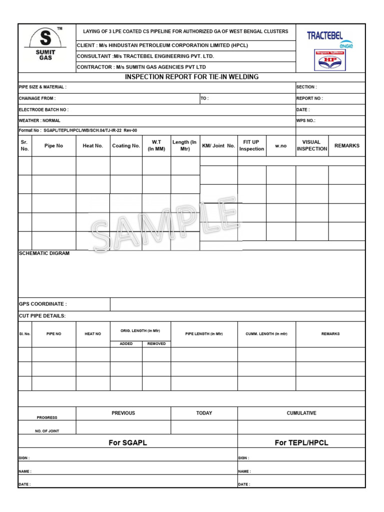22.tie in Welding Itp & Ir | PDF | Pipe (Fluid Conveyance) | Joining