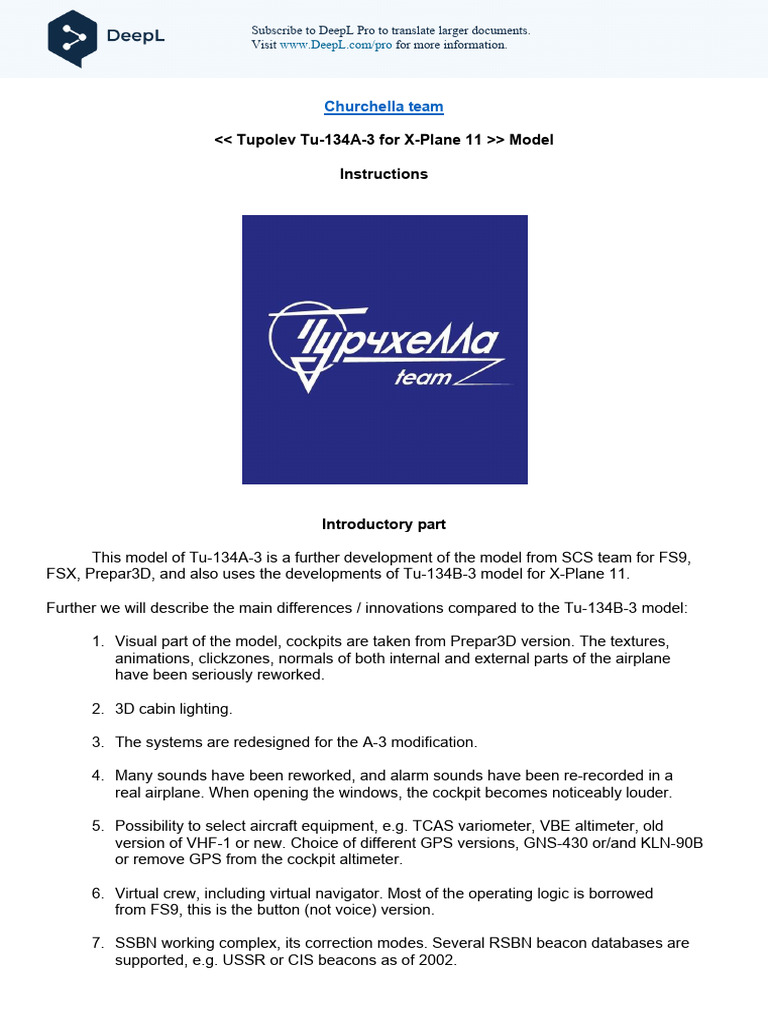 Churchella Tu-134A-3 - Manual en | PDF | Aviation