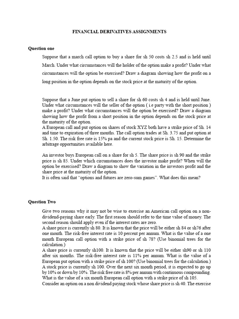 Financial Derivatives Practice | PDF | Option (Finance) | Put Option