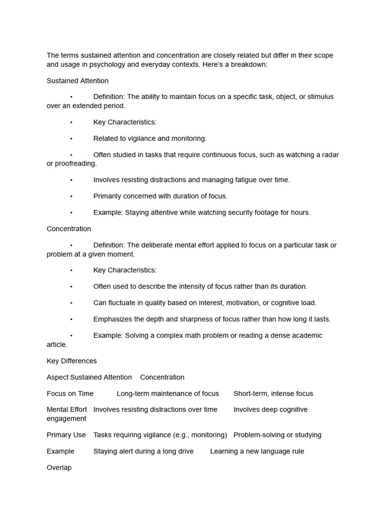 Sustained Attention | PDF