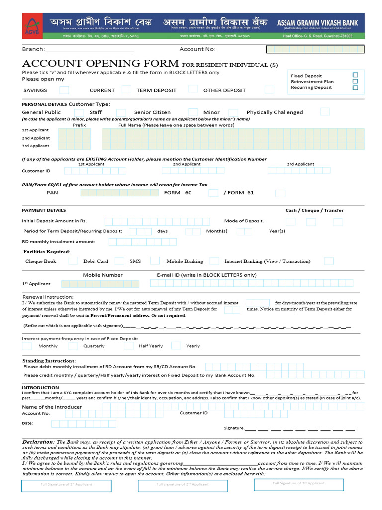 account-opening | PDF | Identity Document | Banks